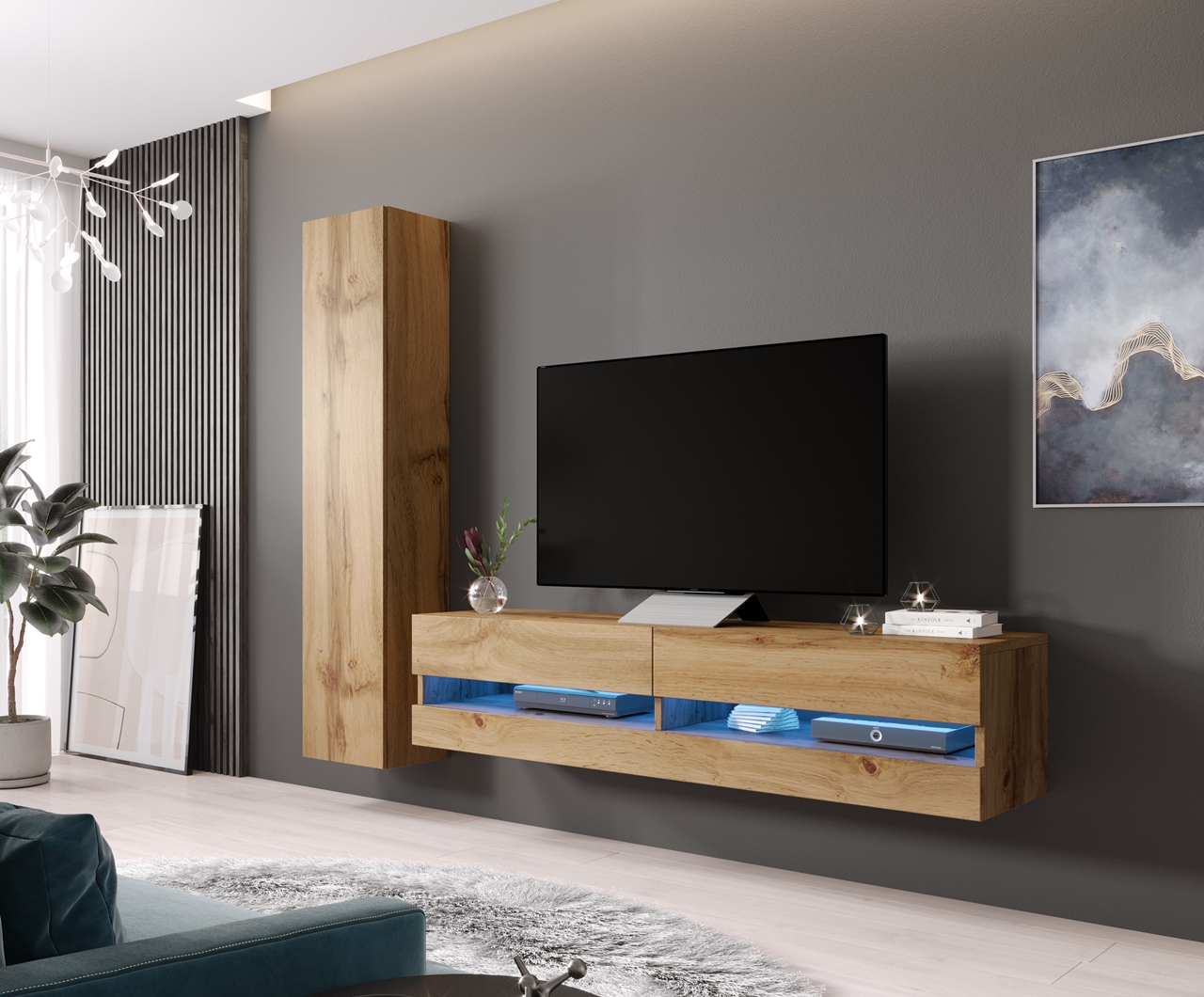 Entertainment unit GOVI NEW 9F wotan oak - Furnitop shop