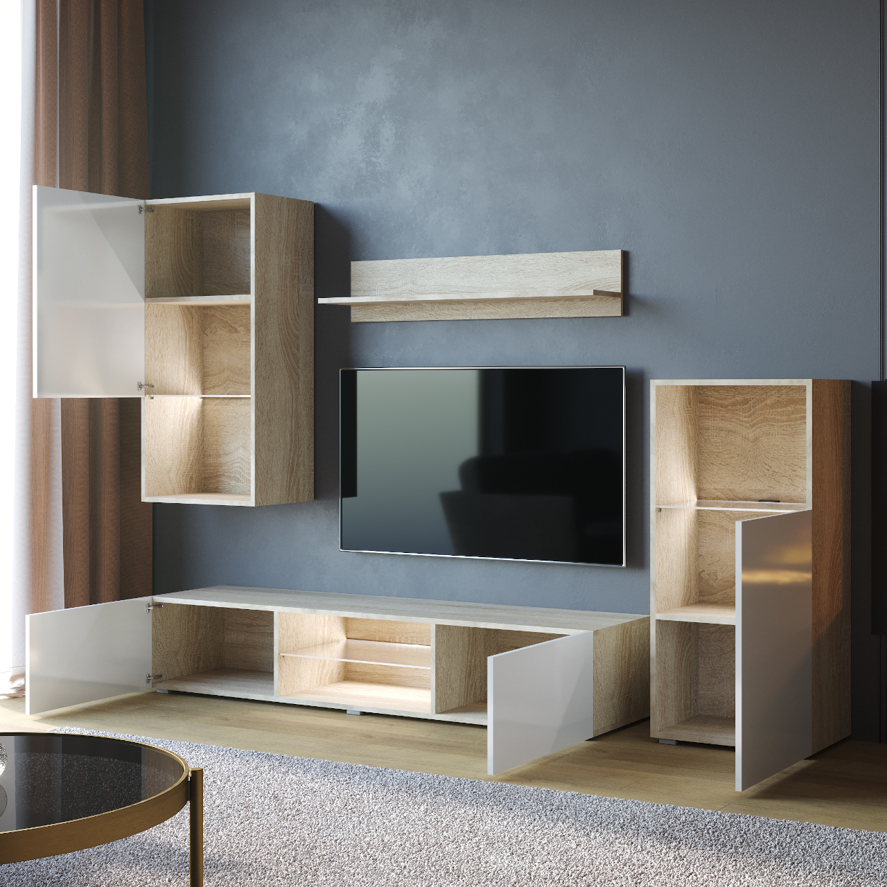 Entertainment unit LOFT white gloss - Furnitop shop